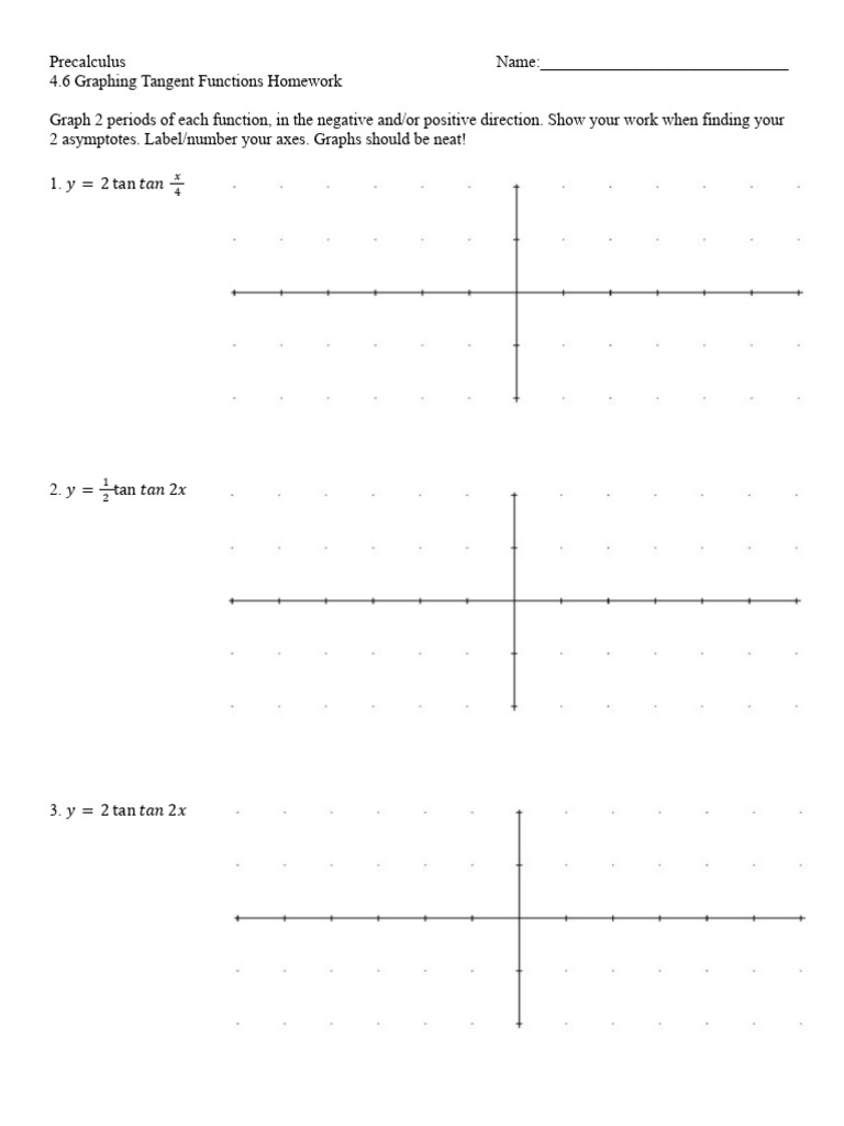 4 6+Graphing+Tangent+Functions+Homework | PDF | Teaching Methods ...