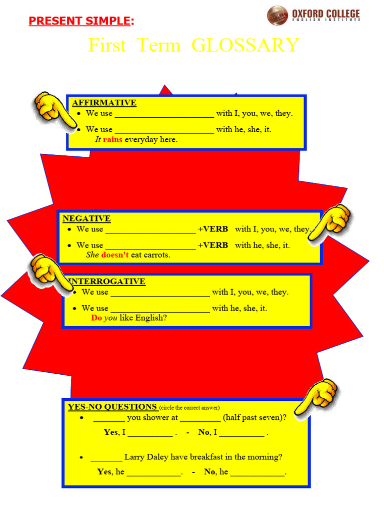 Ho - Glossary - Present Simple 2021 | PDF | Language Arts & Discipline ...