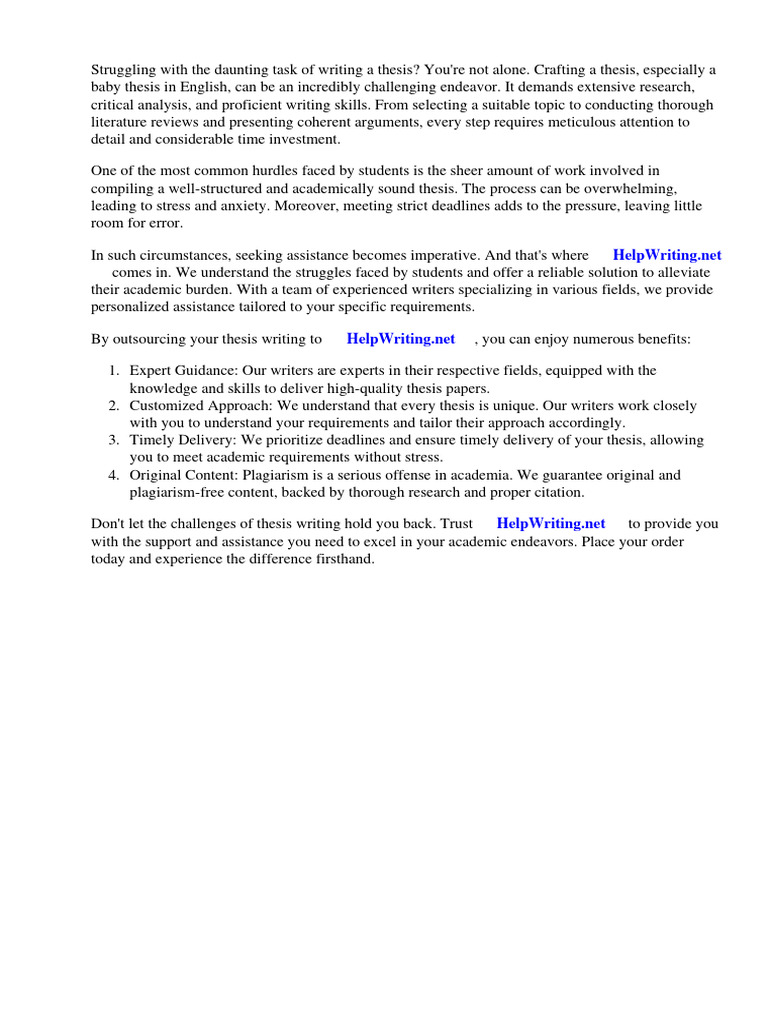 Baby Thesis in English Sample | PDF | Thesis | Advertising