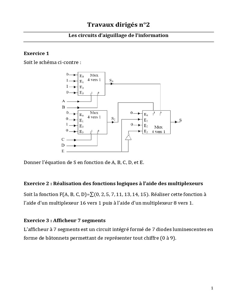 Partie II TD Circuits Combinatoires | PDF | Méthodes et références pédagogiques