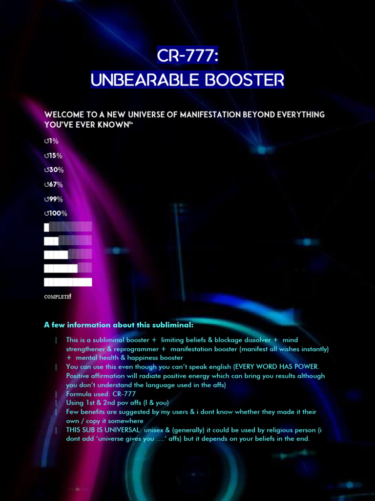 CR 777 Unbearable Booster | PDF | Unconscious Mind | Mind