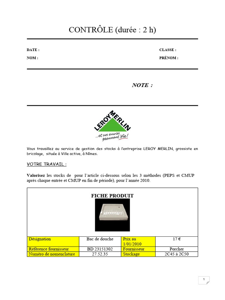 Evaluation Fifo 2 | PDF | Inventaire | Capital financier