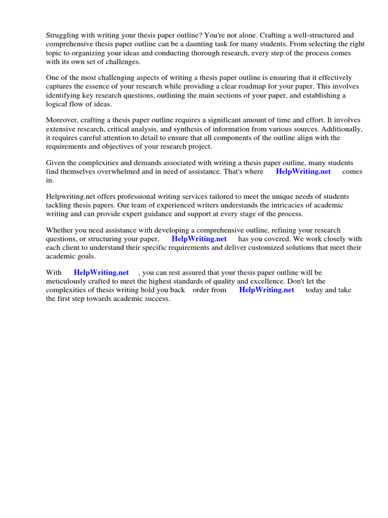 Thesis Paper Outline Sample | PDF | Essays | Thesis Thesis Paper Outline Sample | PDF | Essays | Thesis