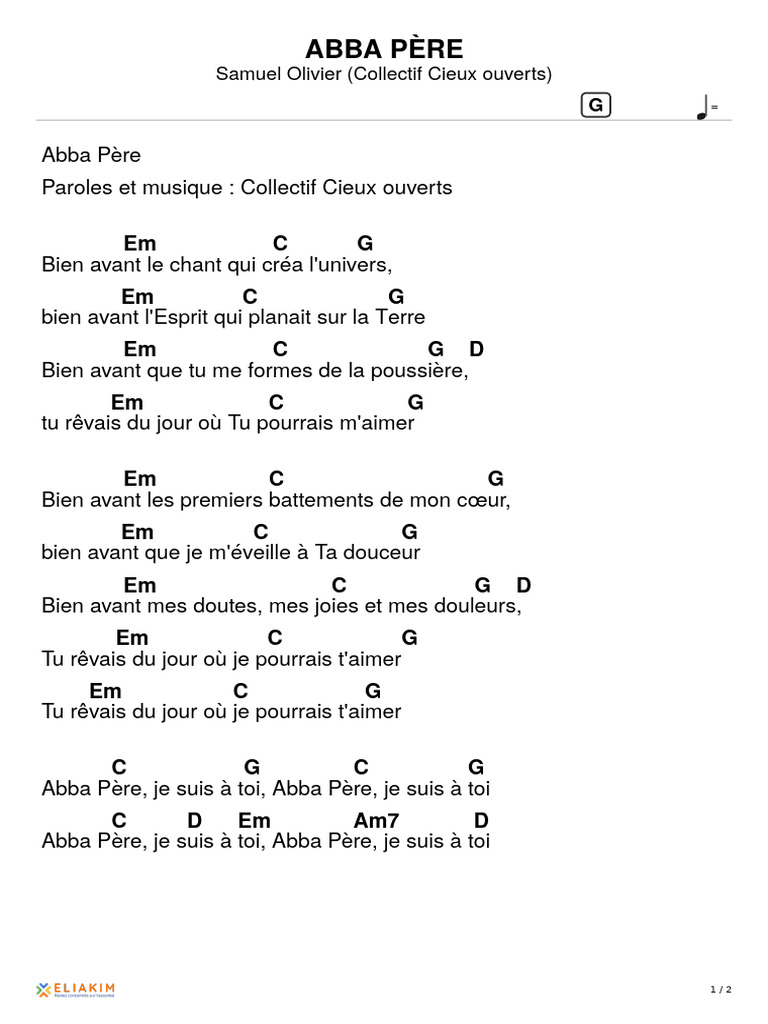 Abba Père : Paroles et Accords | PDF | Poésie