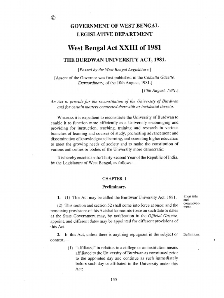 West Bengal Act XXIII of 1981 | PDF | College | University