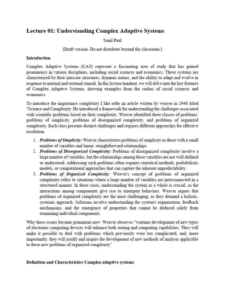 Handout L01 | PDF | Complexity | Emergence