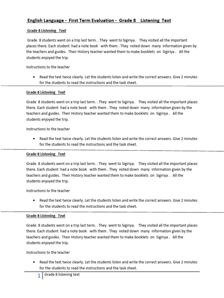 Grade 8 Listening Text | PDF | Language Arts & Discipline | Foreign ...