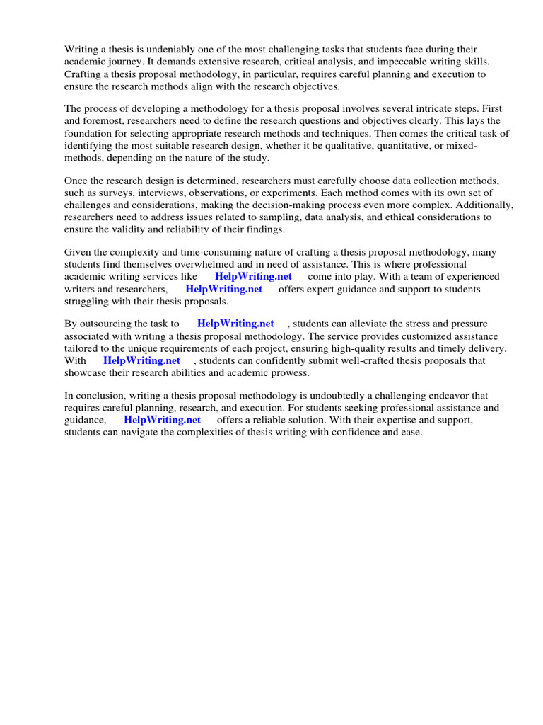Thesis Proposal Methodology Example | Download Free PDF | Methodology ...