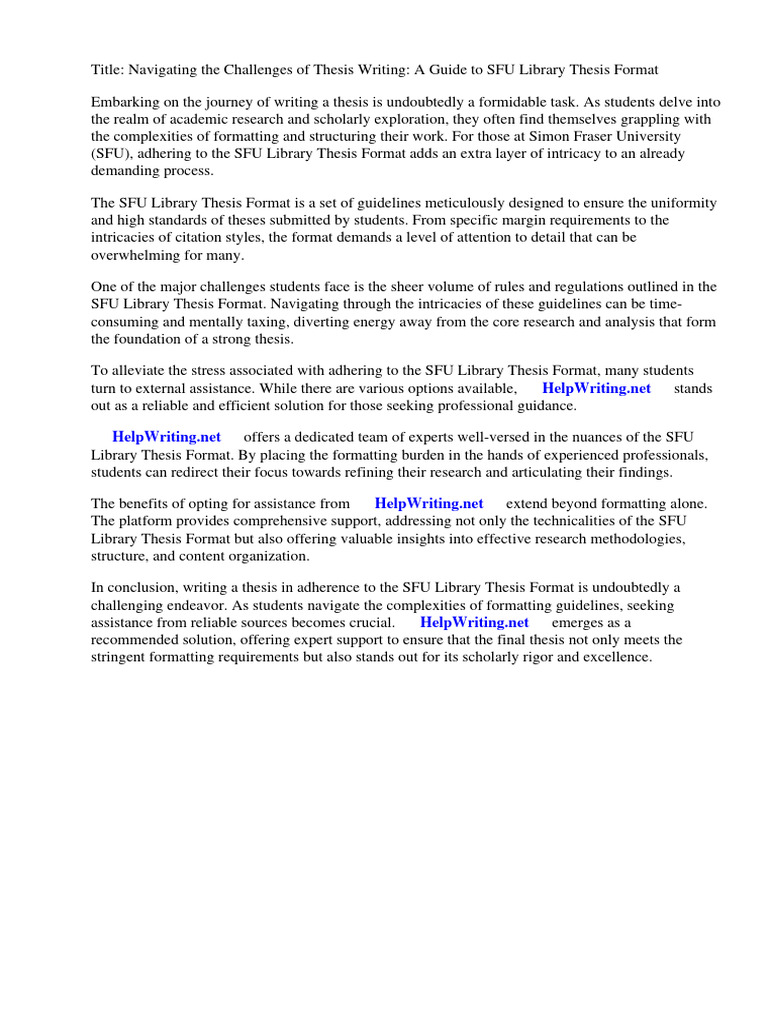 Sfu Library Thesis Format | Download Free PDF | Groundwater | Thesis