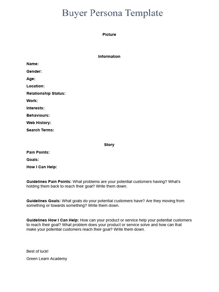 Buyer Persona Template - English | PDF