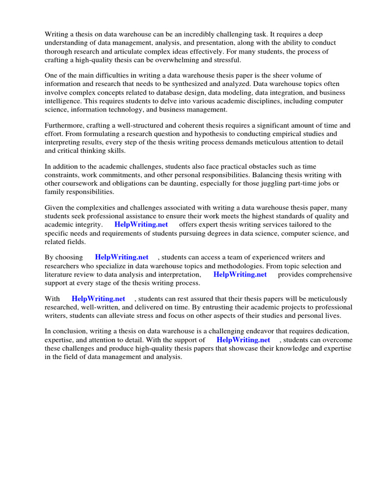 Data Warehouse Thesis Paper | PDF | Data Warehouse | Warehouse