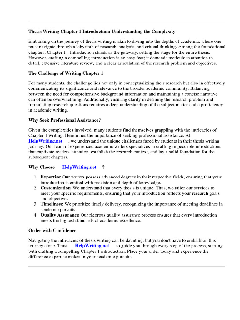Thesis Writing Chapter 1 Introduction | PDF | Thesis | Information