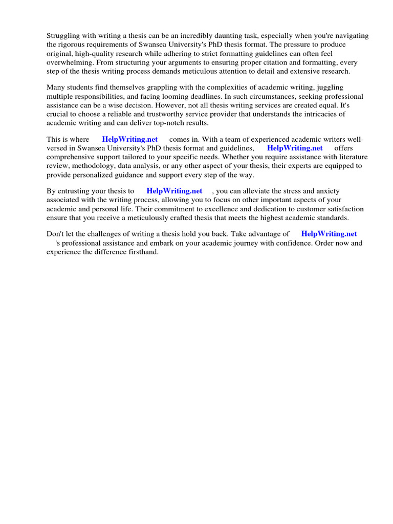 Swansea University Phd Thesis Format Pdf Thesis Doctor Of Philosophy