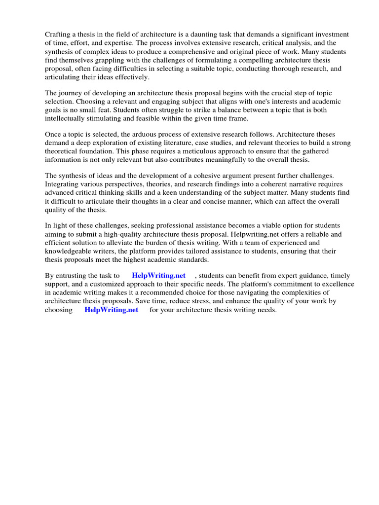 List of Architecture Thesis Proposals | PDF | Thesis | Thought