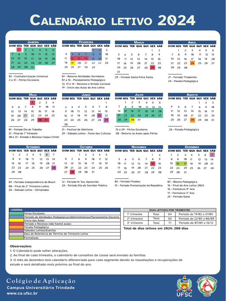 Calendário Letivo 2024 - Atual | PDF
