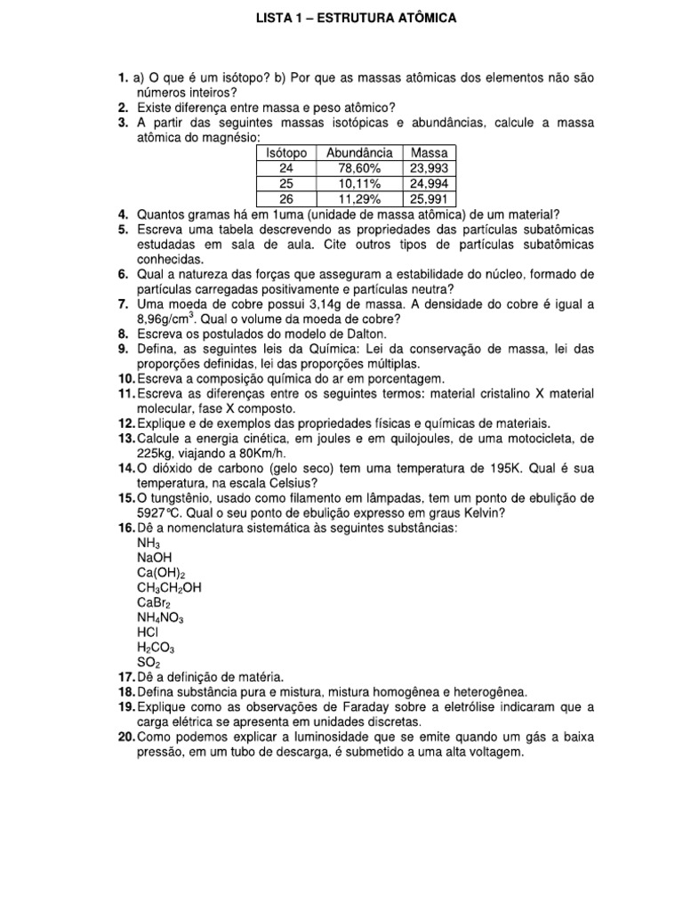 Lista 1 | PDF