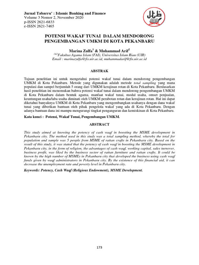 Potensi Wakaf Tunai Dalam Mendorong | PDF