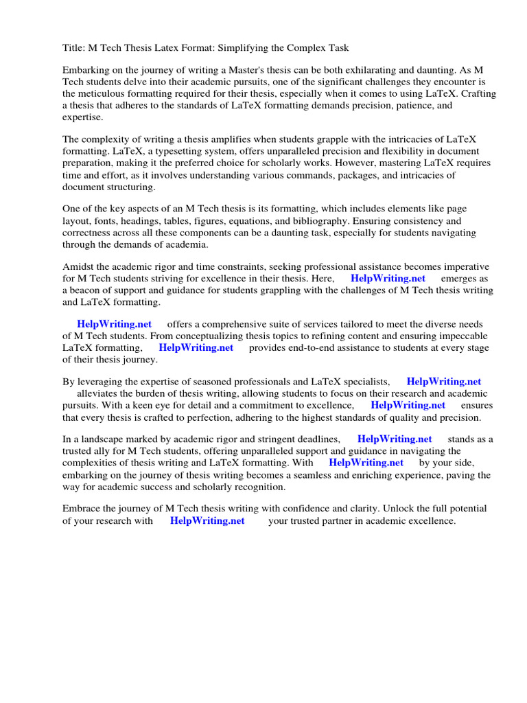 M Tech Thesis Latex Format | PDF | Thesis | Te X