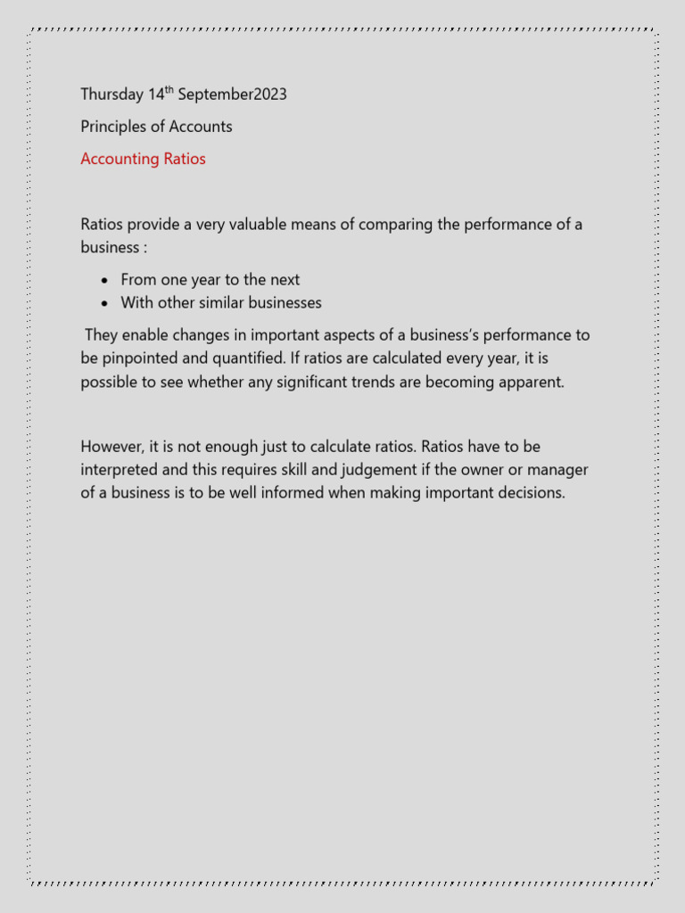 Accounting Ratios | PDF | Balance Sheet | Debits And Credits