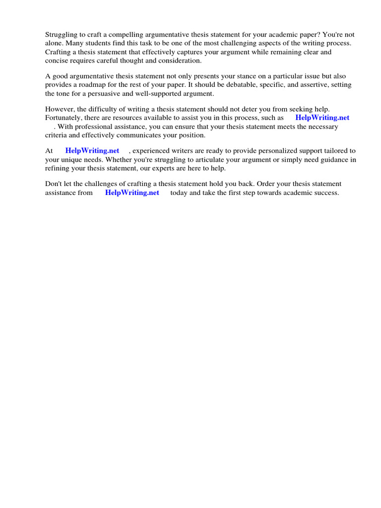 Examples Of A Good Argumentative Thesis Statement Pdf