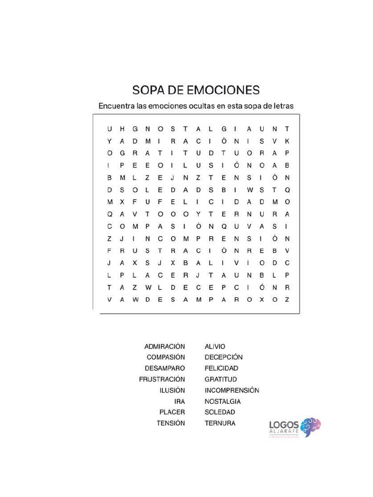 Sopa de Letras de Emociones | PDF