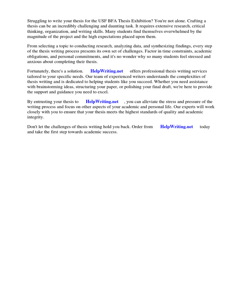 Usf Bfa Thesis Exhibition | PDF