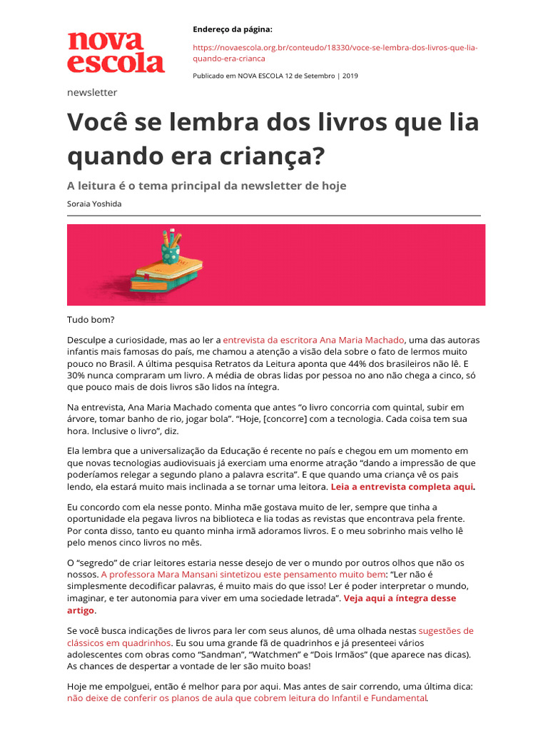 Voce Se Lembra Dos Livros Que Lia Quando Era Criancapdf | PDF | Livros | Escolas