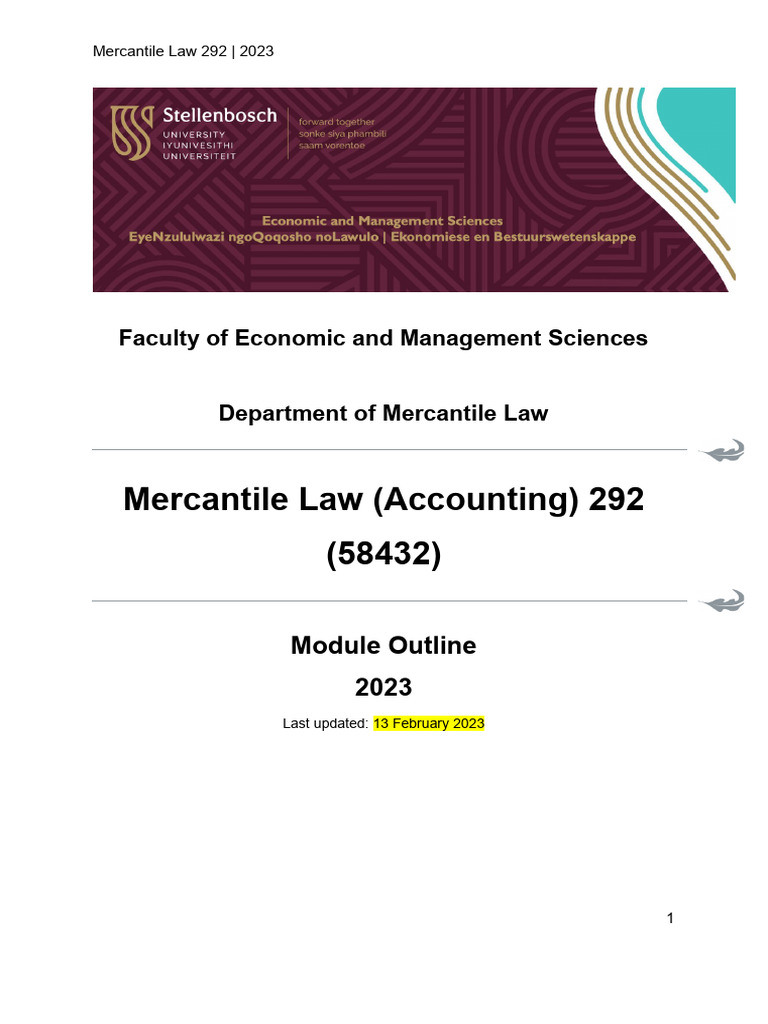 ML 292 Module Framework 2023 As of 13 February 2023 | PDF | Finance ... ML 292 Module Framework 2023 As of 13 February 2023 | PDF | Finance ...