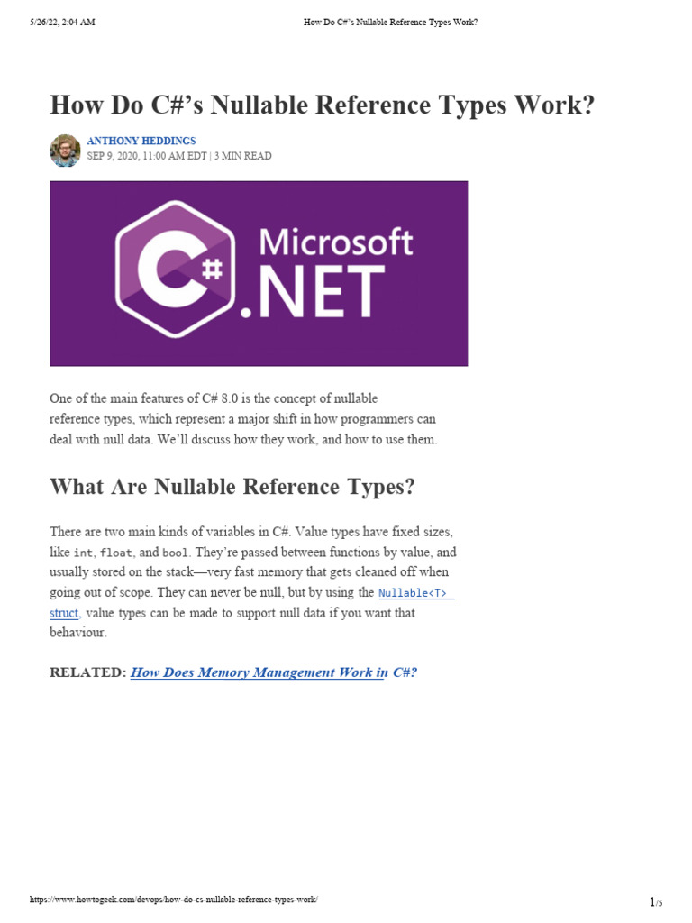 How Do C#’s Nullable Reference Types Work_ | PDF | Variable (Computer ... How Do C#’s Nullable Reference Types Work_ | PDF | Variable (Computer ...