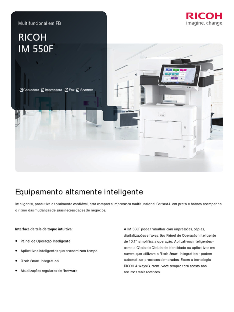 IM 550F Spec Sheet PT La | PDF | Impressão | USB