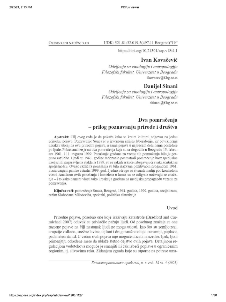 Dva Pomracenja Prilog Poznavanju Prirode | PDF