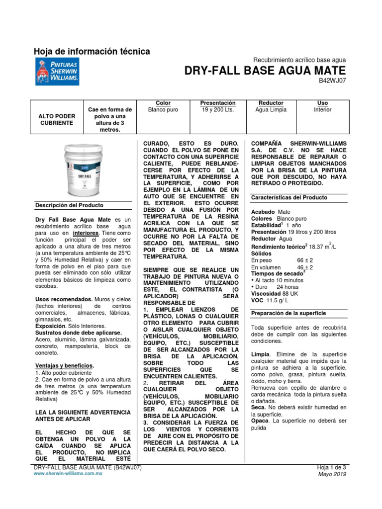 B42WJ07 Dry Fall Base Agua Mate | PDF