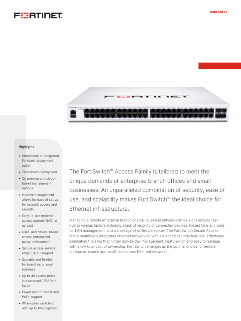 Fortiswitch Secure Access Series Pdf I Pv6 Internet Protocols