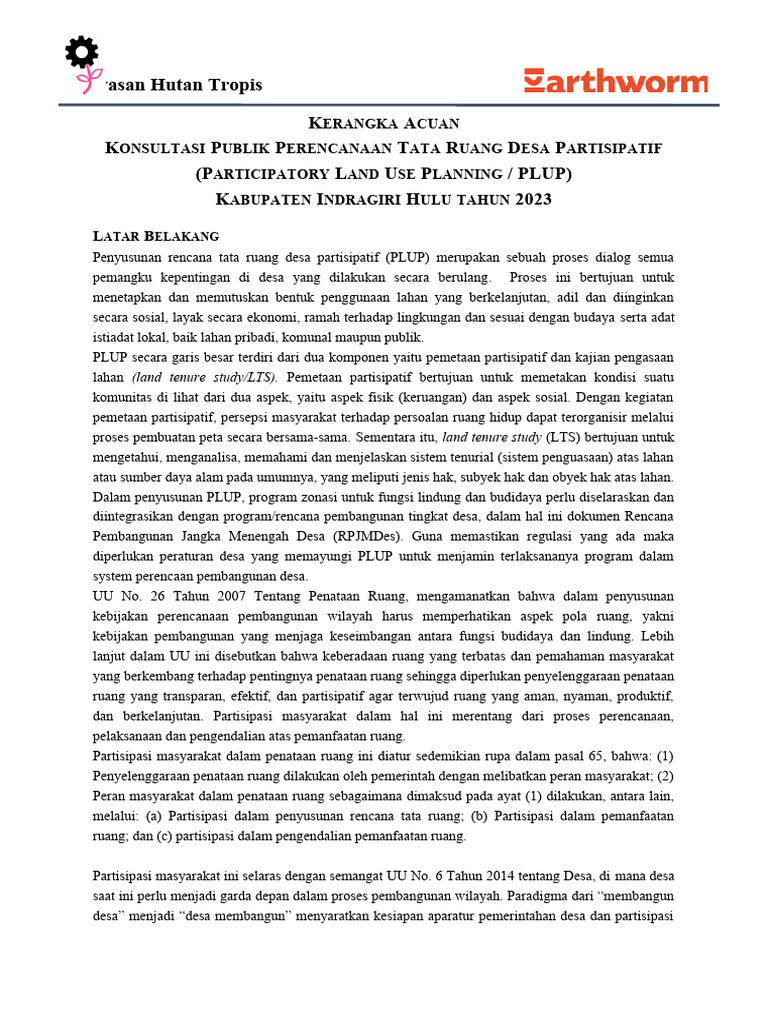 Konsultasi Publik PLUP Desa Indragiri | PDF | Sains & Matematika