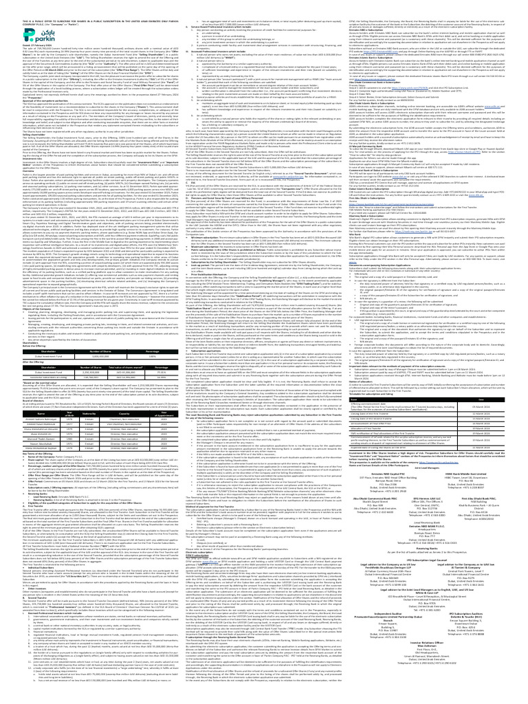 Parkin Public Announcement of Offering - English | PDF | Banks | Stocks