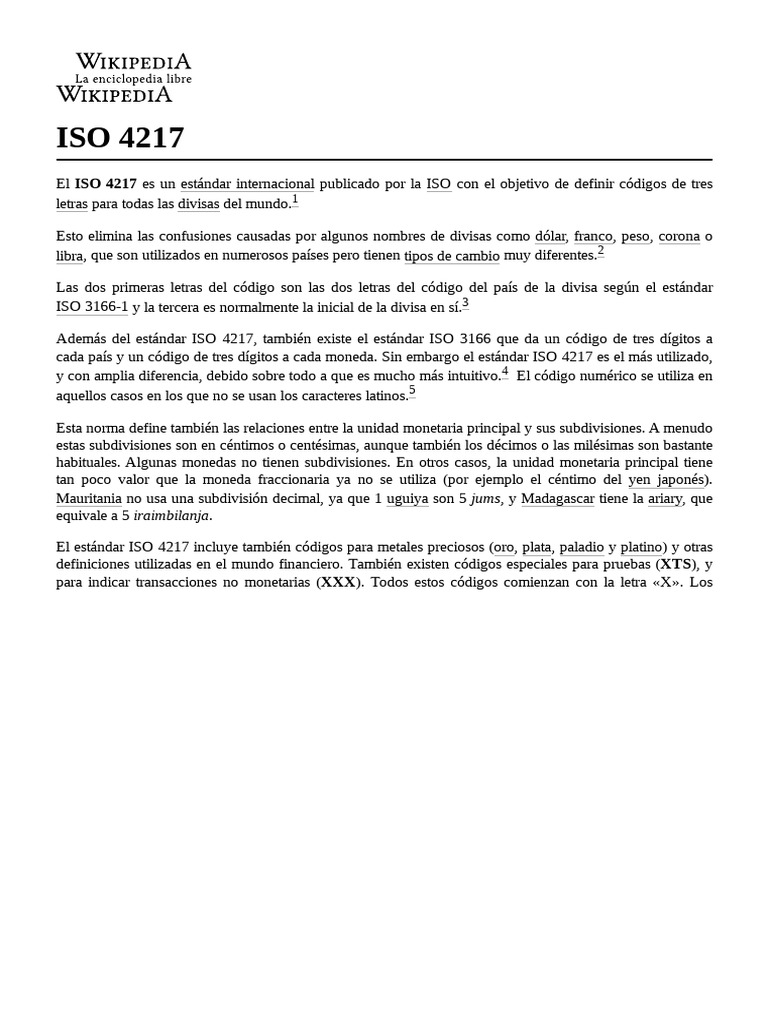Códigos de Divisas ISO 4217 | PDF | Mercados financieros | El comercio ...
