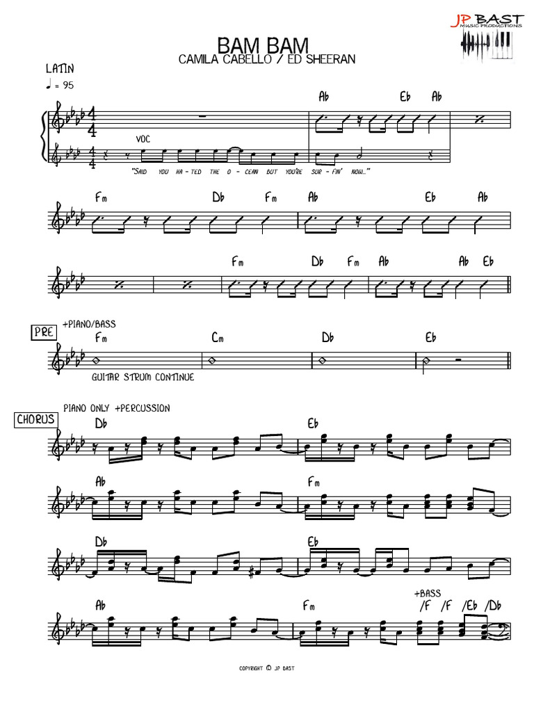 BAM BAM - CAMILA CABELLO ED SHEERAN (Sheet) | PDF