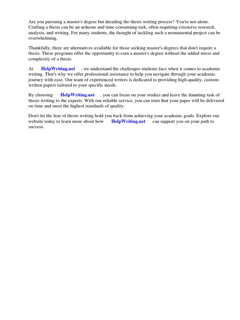 Master's Degrees Without Thesis Options | PDF | Academic Degree | Thesis