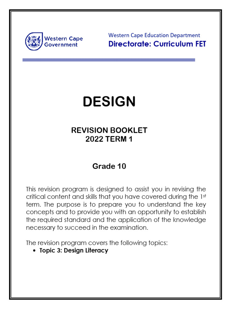 DESIGN Revision Gr10 - Term 1 | PDF | 3 D Computer Graphics | Design