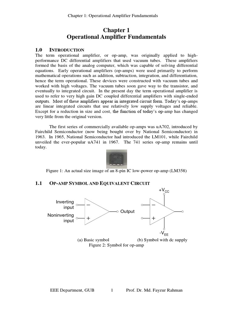 Ch-1 - Opertional Amplifier Fundamentals by | PDF | Operational Amplifier | Amplifier