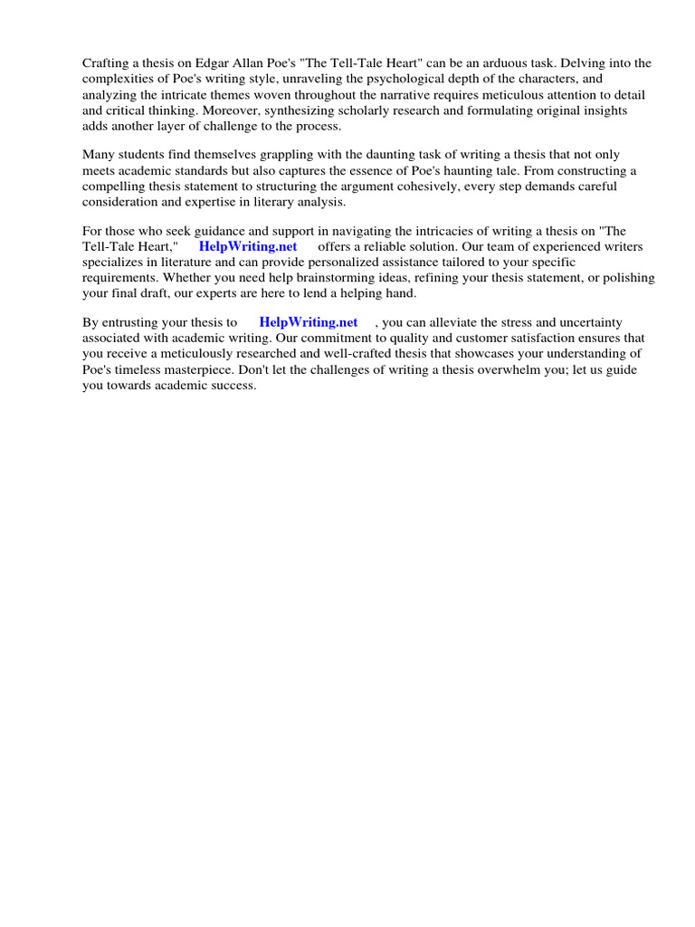 Edgar Allan Poe Tell Tale Heart Thesis | PDF
