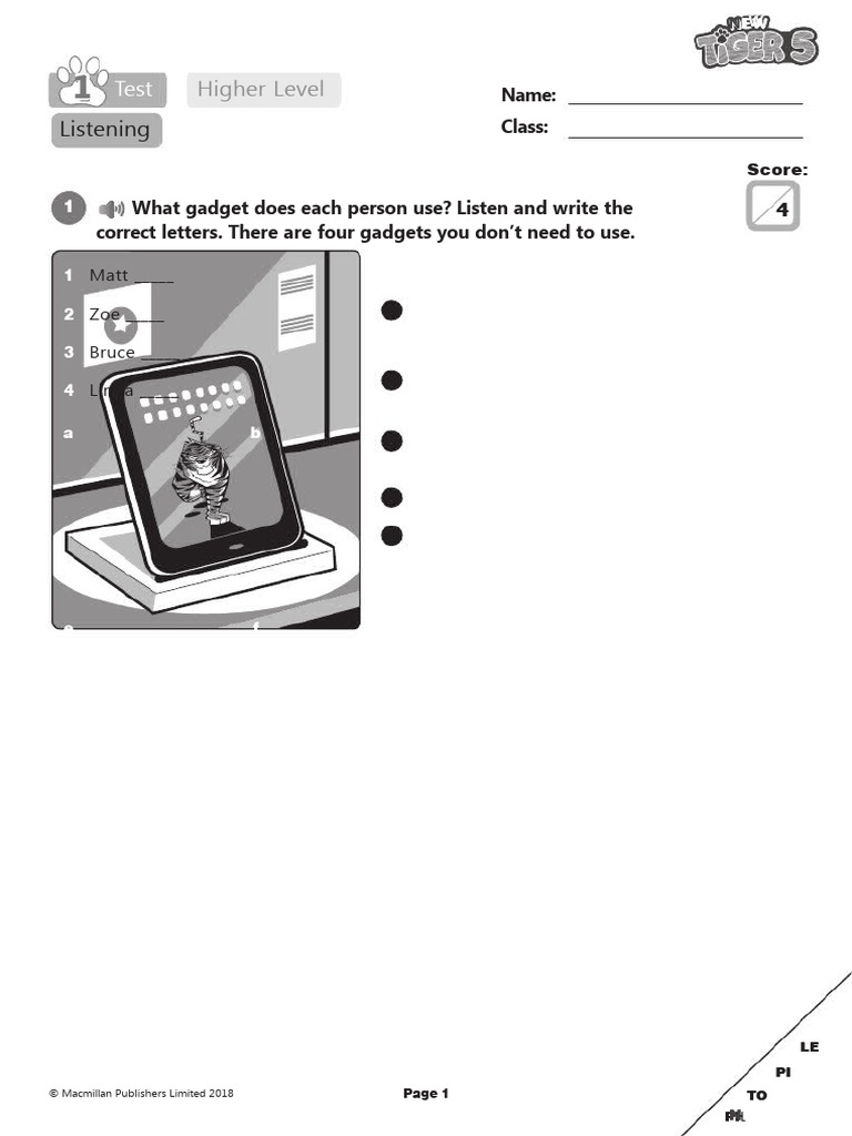 NewTiger5 U1 Higher Test | PDF