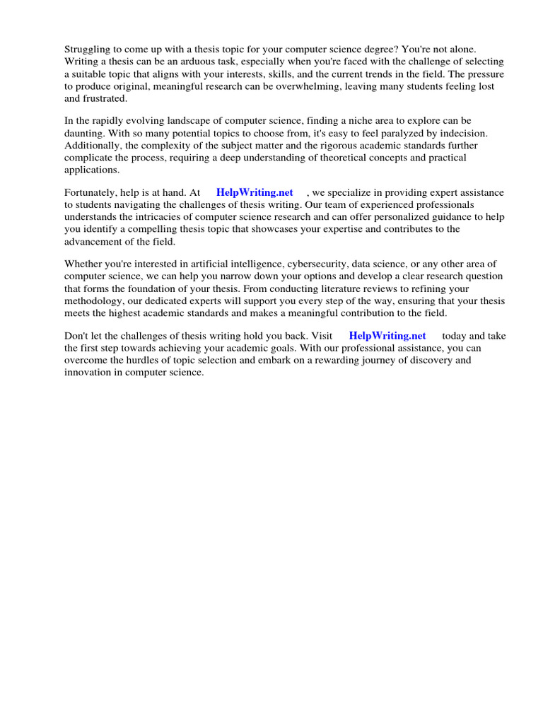 Thesis Topic For Computer Science Student | PDF | Thesis | Science