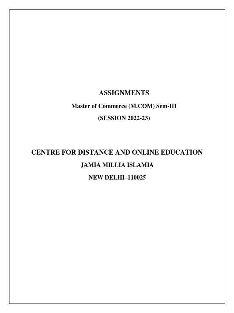 (Sem-III) Assignment (Online Mode 2022-23) | PDF | Marketing Research | Sales