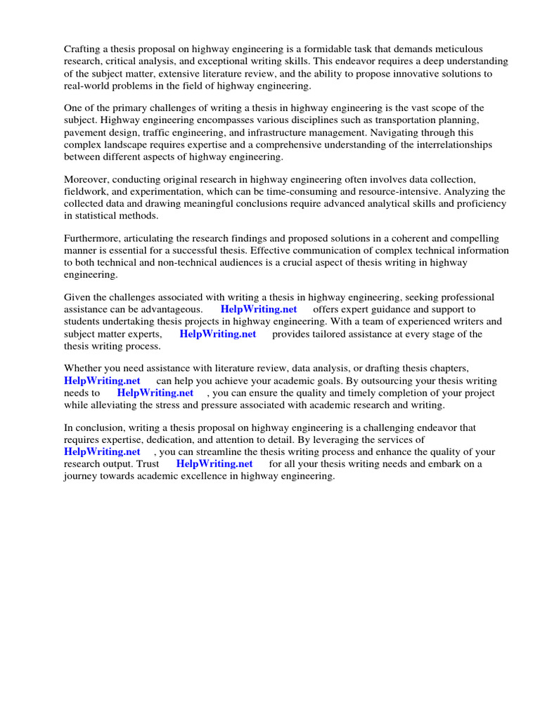 Thesis Proposal On Highway Engineering Pdf Engineering Thesis 1009