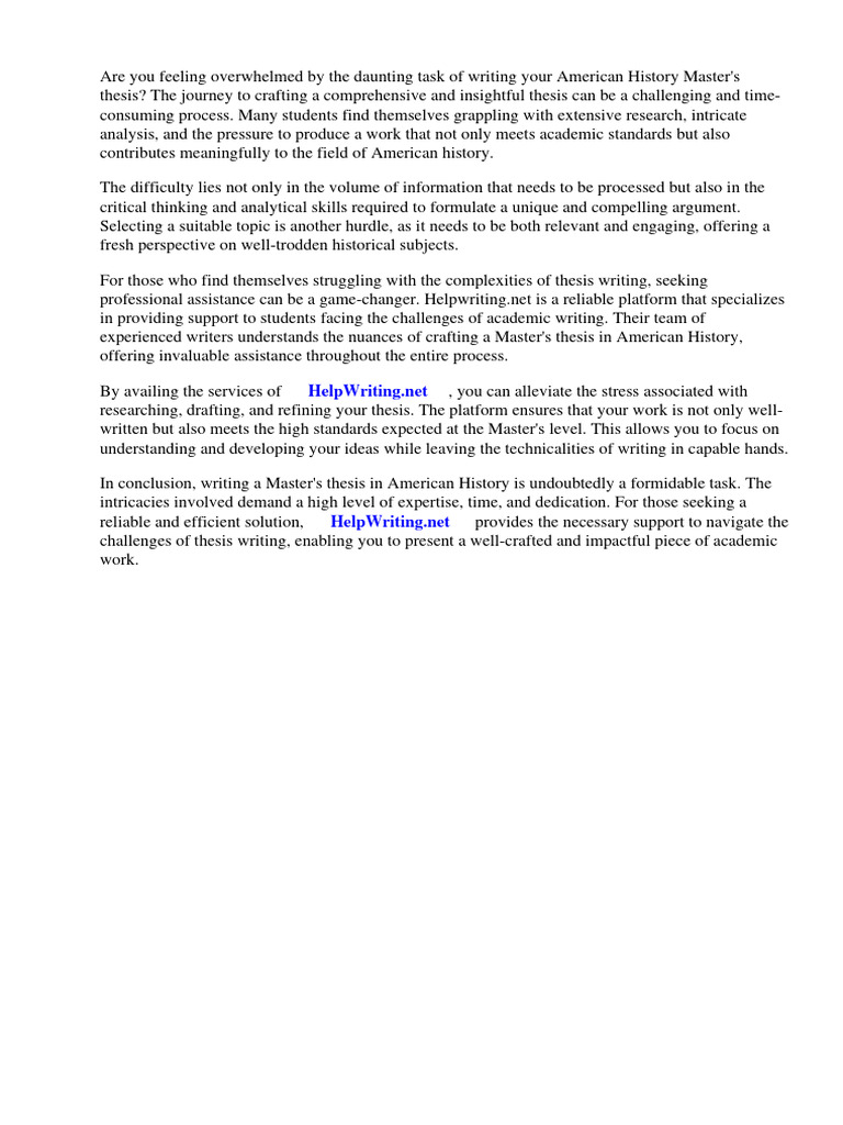 American History Masters Thesis Ideas | PDF | Foreign Language Studies