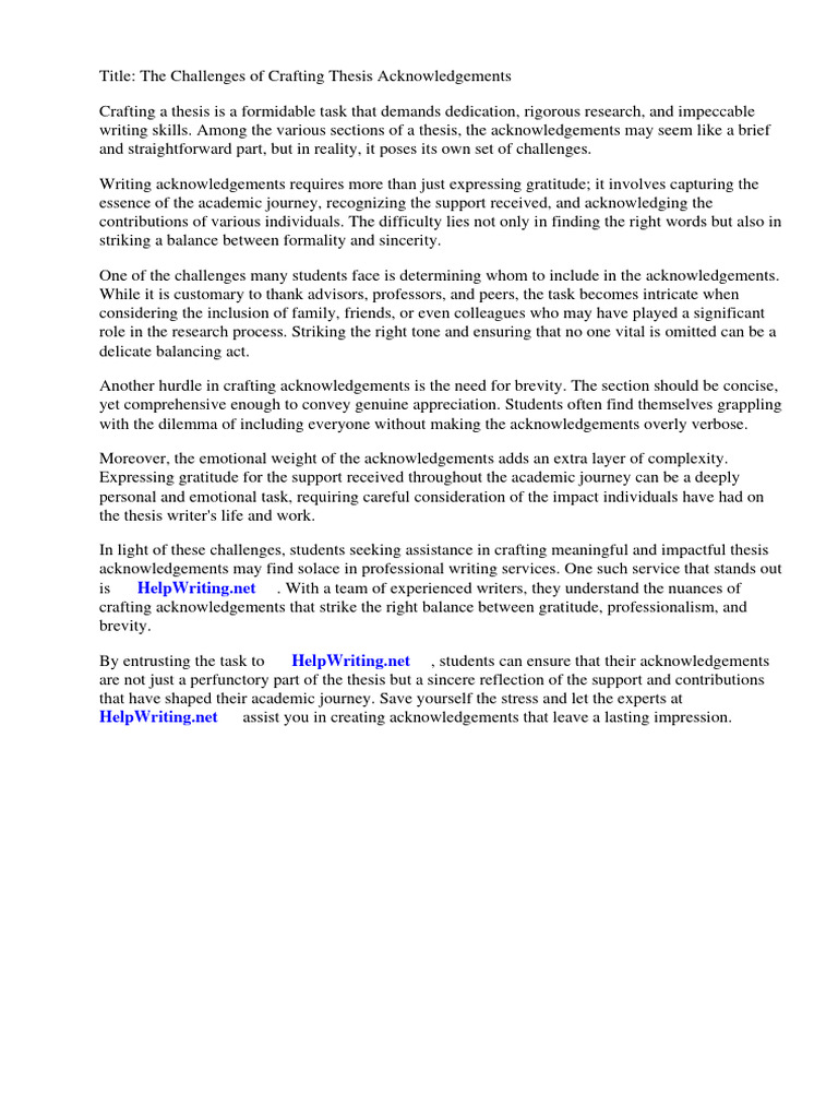 Comments Thesis Acknowledgements | PDF | Thesis | Hispanic And Latino ...