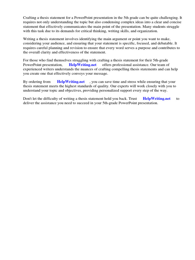 Thesis Statement Powerpoint 5th Grade | PDF