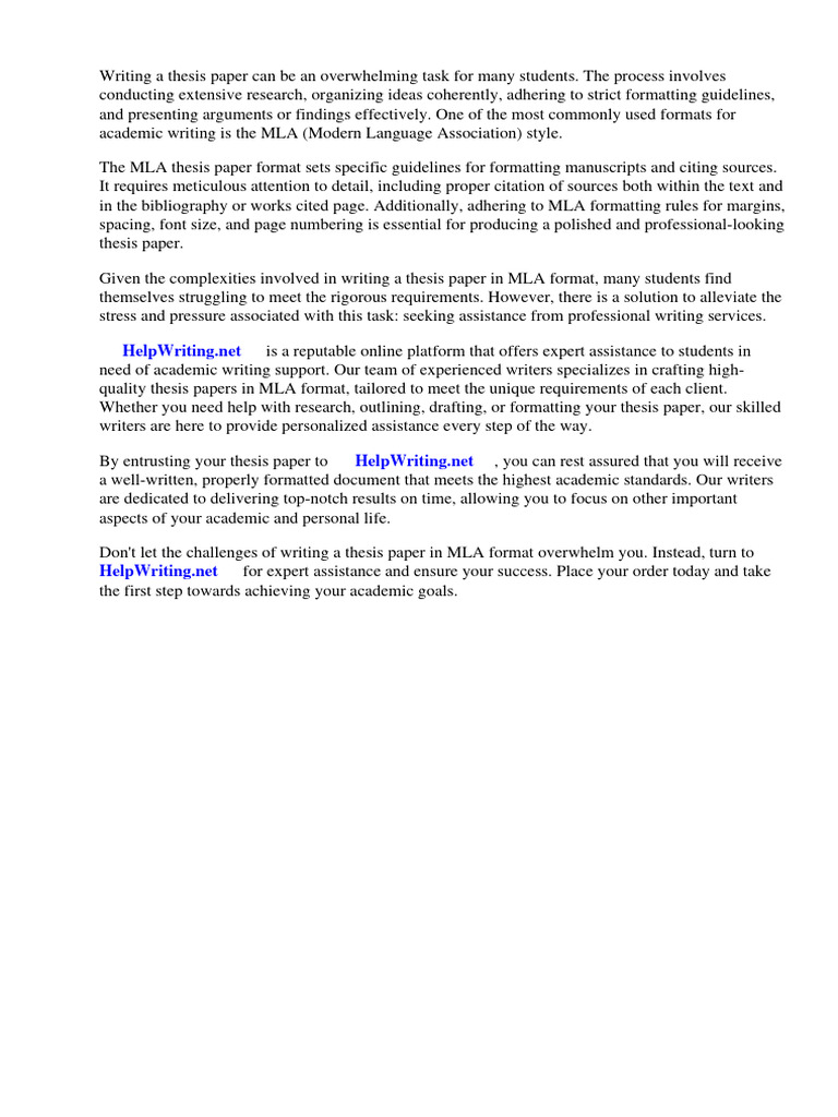 Mla Thesis Paper Format | Download Free PDF | Citation | Typefaces