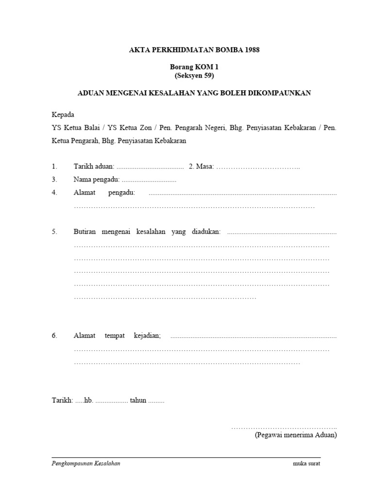 Borang Kom 1 | PDF